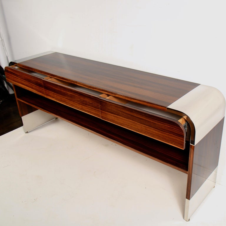 Pace Collection Rosewood and Chrome Console Table by Leon Rosen at 1stDibs