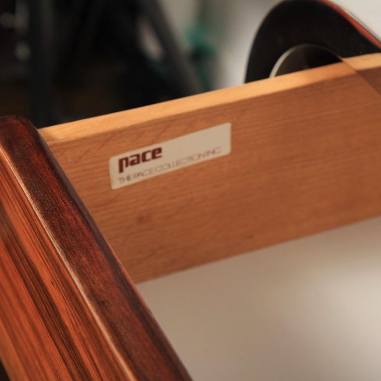 Pace Collection Rosewood and Chrome Console Table by Leon Rosen at 1stDibs
