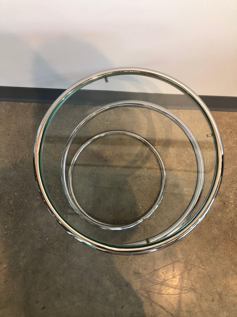 Pace Collection Round Chrome "Spring" Shaped with Inset Glass Top Side ...