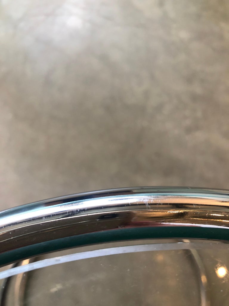Pace Collection Round Chrome "Spring" Shaped with Inset Glass Top Side ...