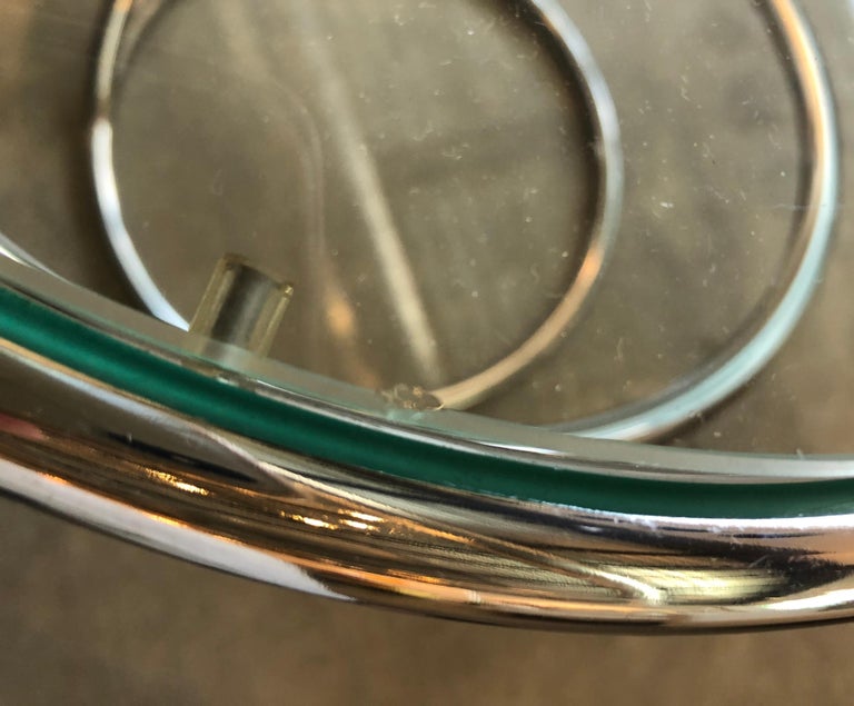 Pace Collection Round Chrome "Spring" Shaped with Inset Glass Top Side ...