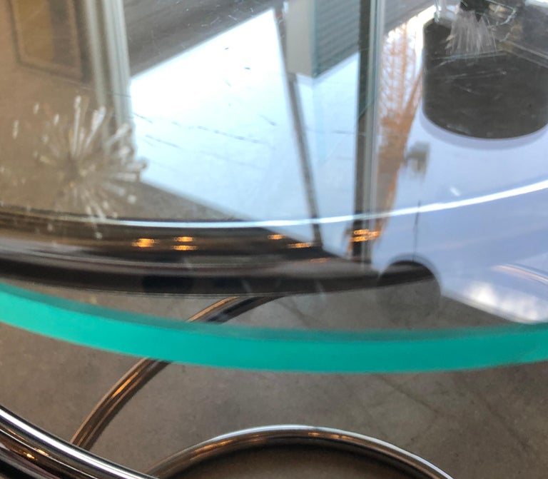 Pace Collection Round Chrome "Spring" Shaped with Inset Glass Top Side ...