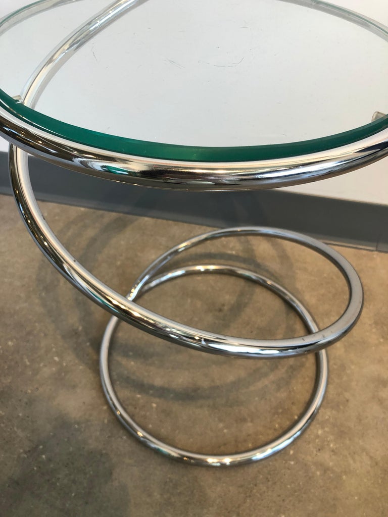 Pace Collection Round Chrome "Spring" Shaped with Inset Glass Top Side ...
