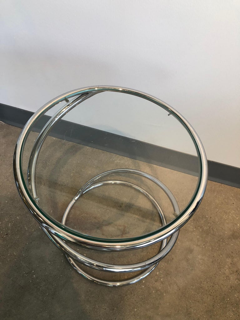 Pace Collection Round Chrome "Spring" Shaped with Inset Glass Top Side ...