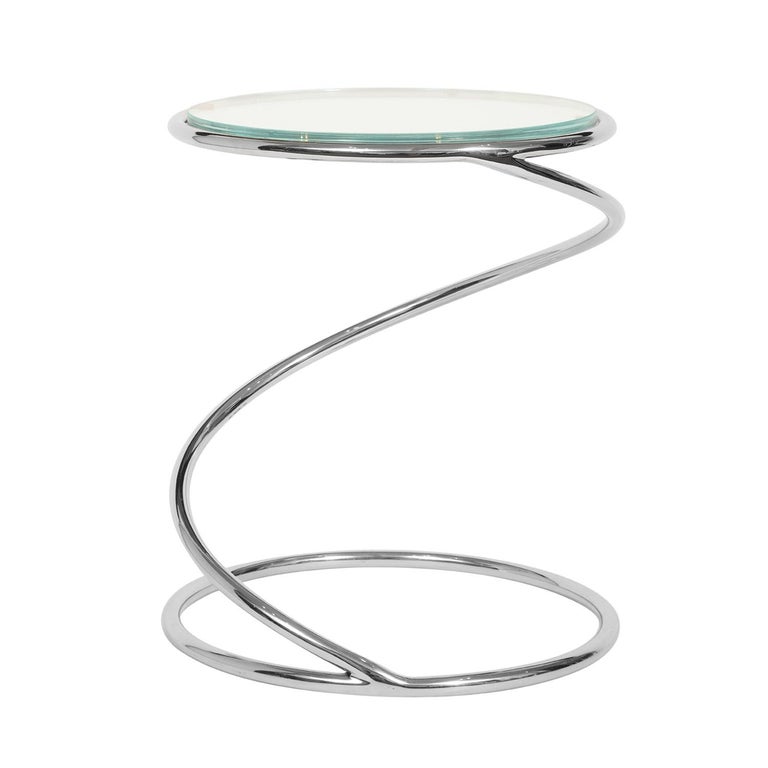 Pace Collection "Swirl Table" in Chrome and Star Fire Glass Top, 1970s ...