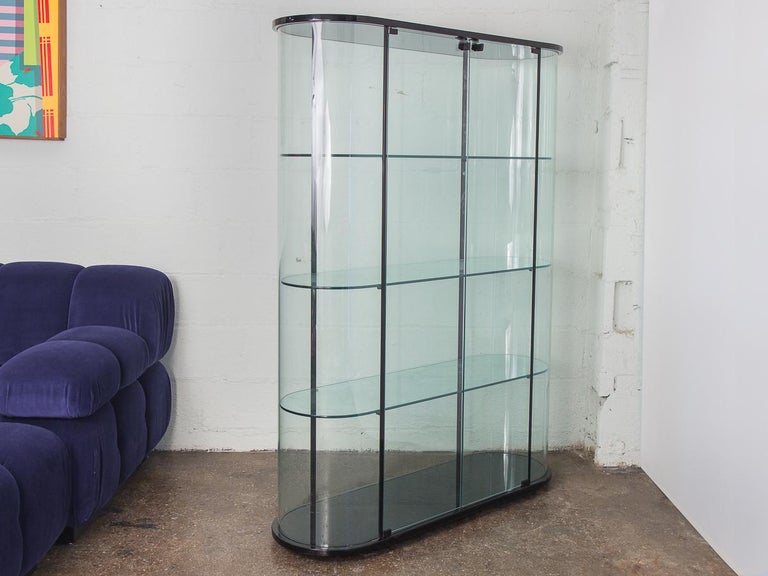 Pace Collection Tall Rounded Glass Cabinet Vitrine For Sale at 1stDibs
