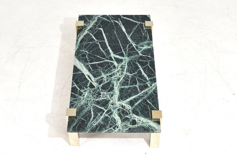 Pace Collection Verde Green Marble and Brass Coffee Table, 1970 For ...