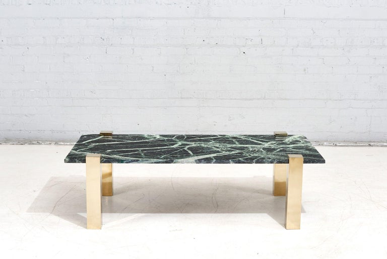 Pace Collection Verde Green Marble and Brass Coffee Table, 1970 For ...