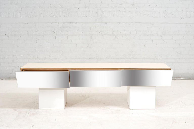 Pace Collection Wall Shelf with Stainless Steel Drawers, 1970 For Sale ...