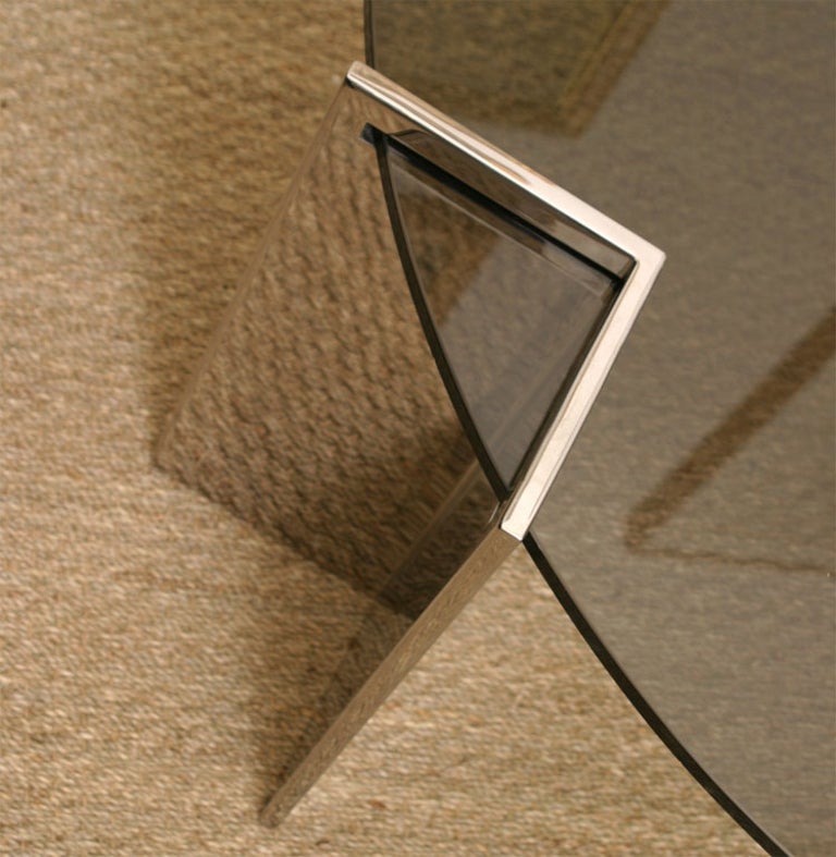 Pace Stainless Steel and Glass Round Cocktail Table at 1stDibs