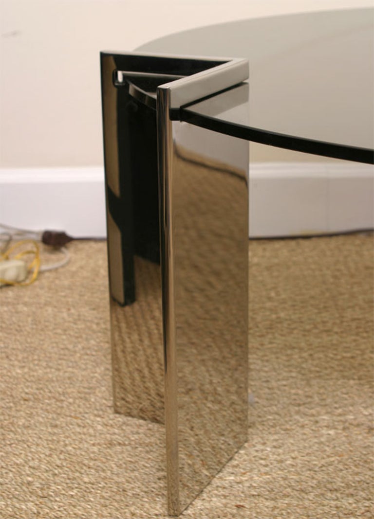 Pace Stainless Steel and Glass Round Cocktail Table at 1stDibs