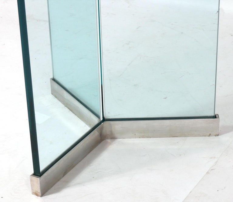 Pace Stainless Steel and Thick Glass Modern Dining Table For Sale at ...
