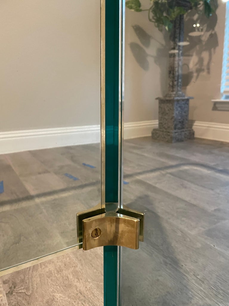 Pace Style Glass and Brass Dining Table For Sale at 1stDibs
