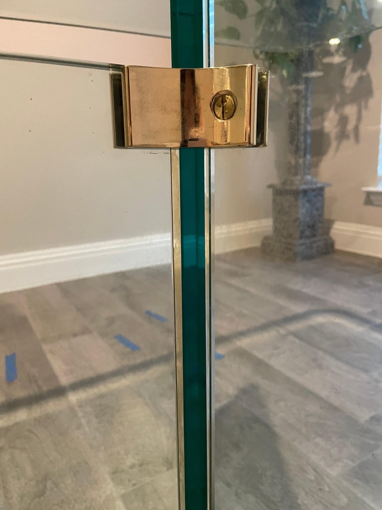 Pace Style Glass and Brass Dining Table For Sale at 1stDibs