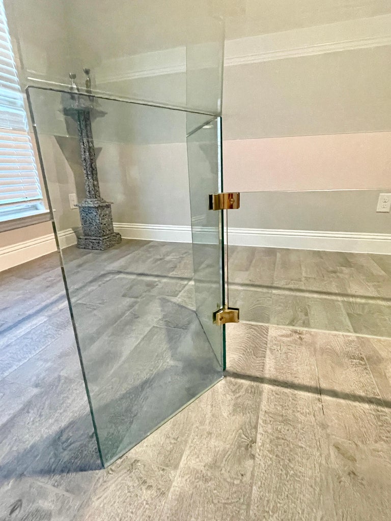 Pace Style Glass and Brass Dining Table For Sale at 1stDibs