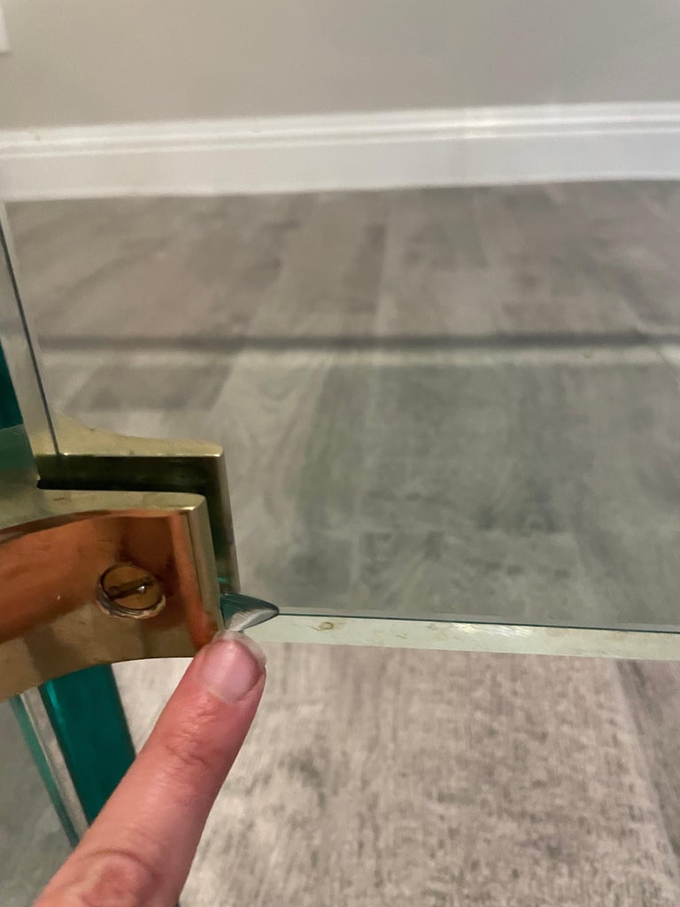Pace Style Glass and Brass Dining Table For Sale at 1stDibs