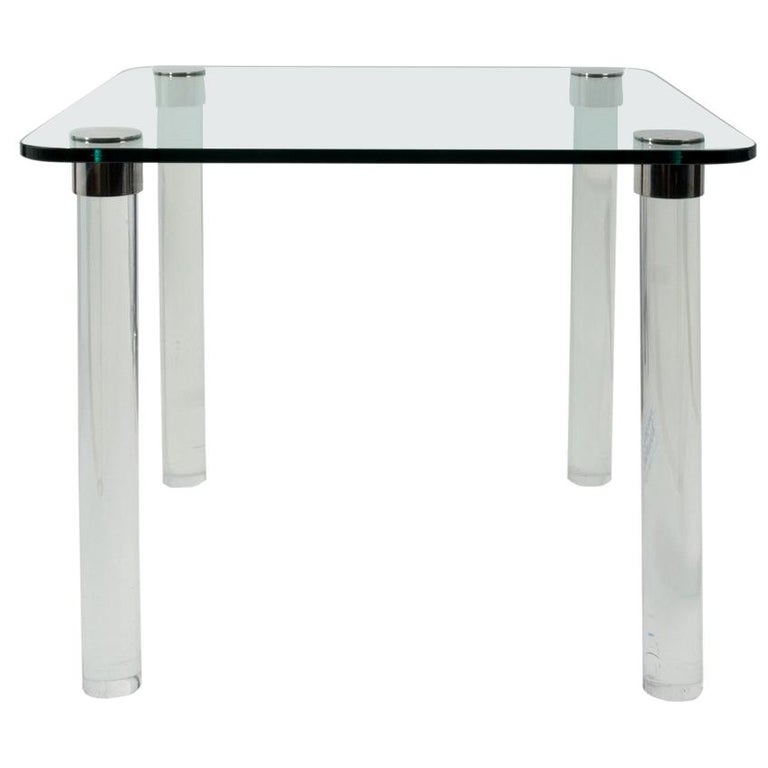 Pace Style Glass Lucite and Chrome Dining or Card Table For Sale at ...