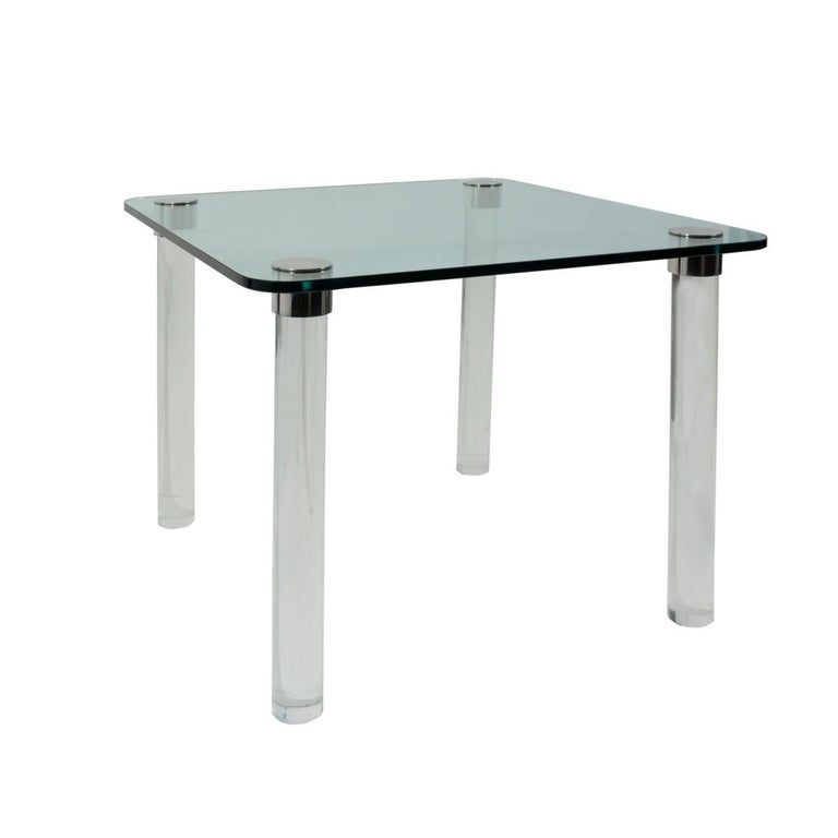 Pace Style Glass Lucite and Chrome Dining or Card Table For Sale at ...