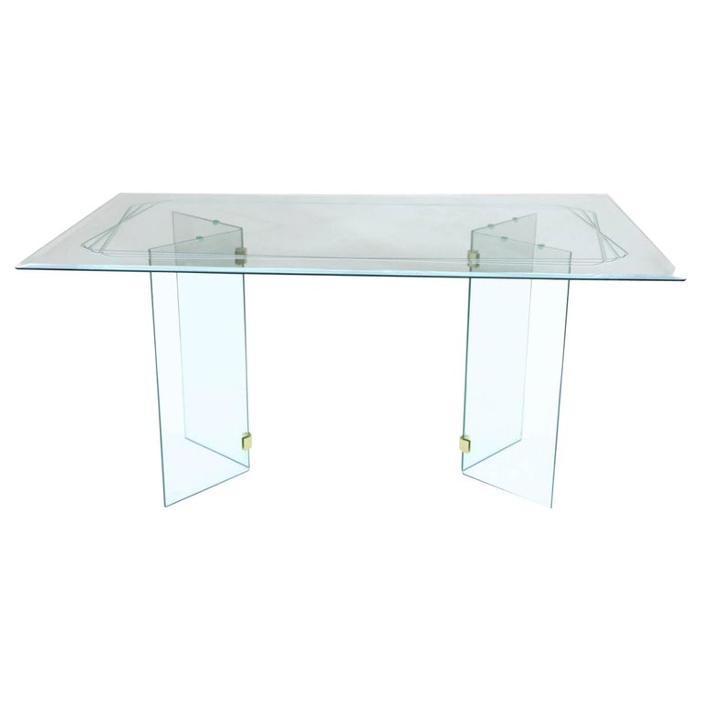 Pace Style Midcentury Glass Dining Table at 1stDibs