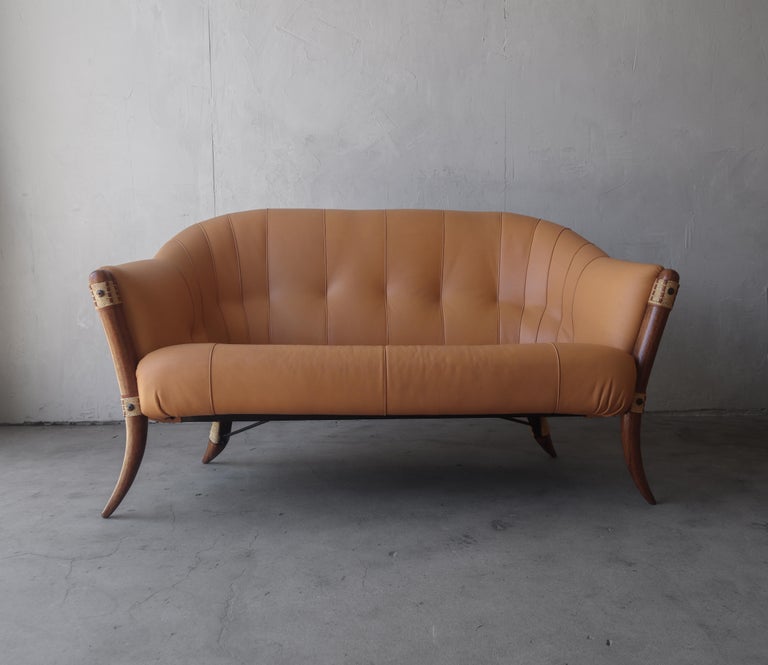 Pacific Green Leather 2-Seater Lima Sofa For Sale at 1stDibs