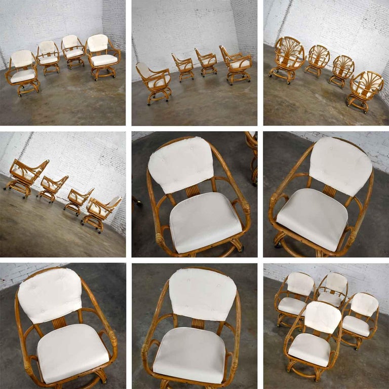 Pacific Rattan Game or Dining Table Round Glass Top and 4 Rolling ...