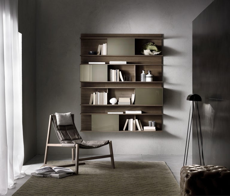 Pacini and Cappellini Berchet Bookcase in Glass and Veneered Wood by ...