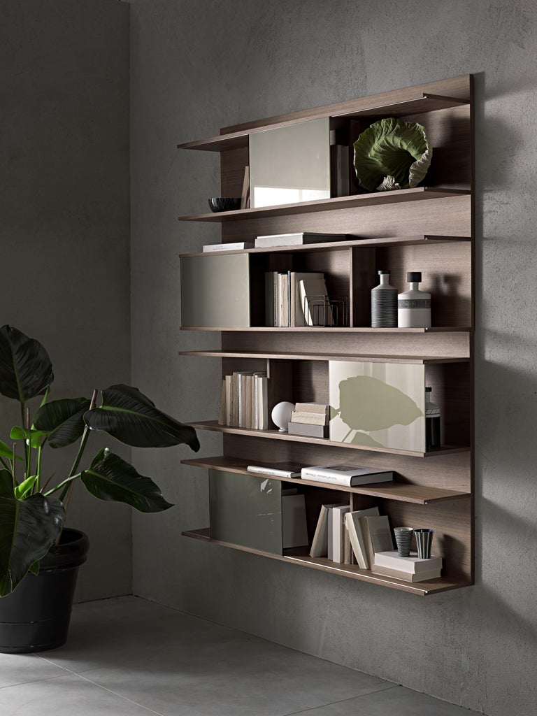 Pacini and Cappellini Berchet Bookcase in Glass and Veneered Wood by ...