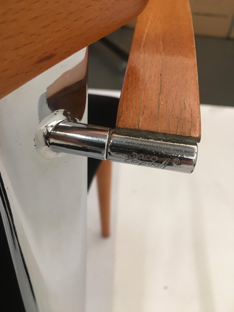 Paco Capdell, Pair of Side Chairs in Beech and Chrome, Late 1970s ...