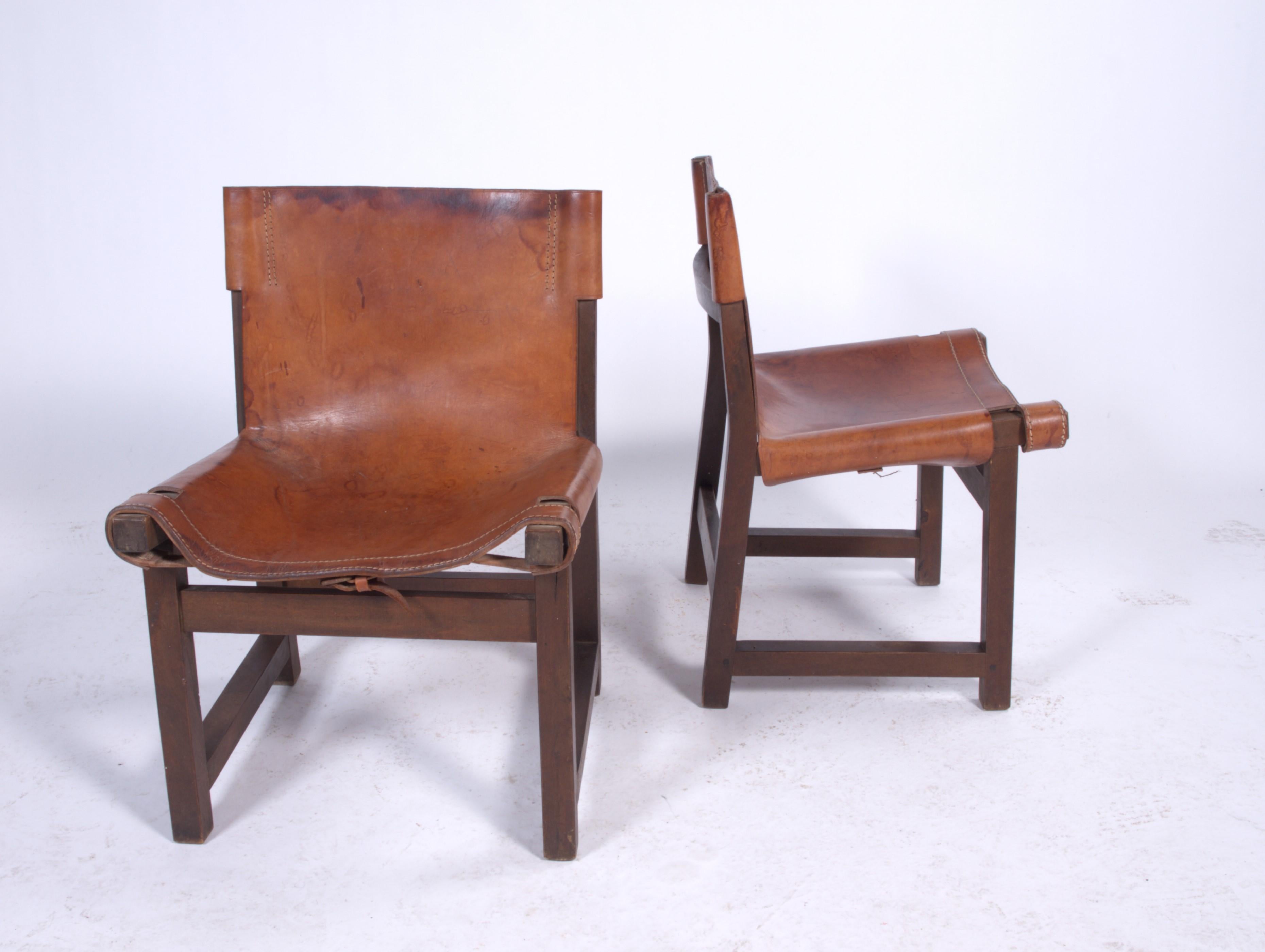 Paco Munoz Riaza Leather Spanish Hunting Chair 1960s Vintage Design at ...