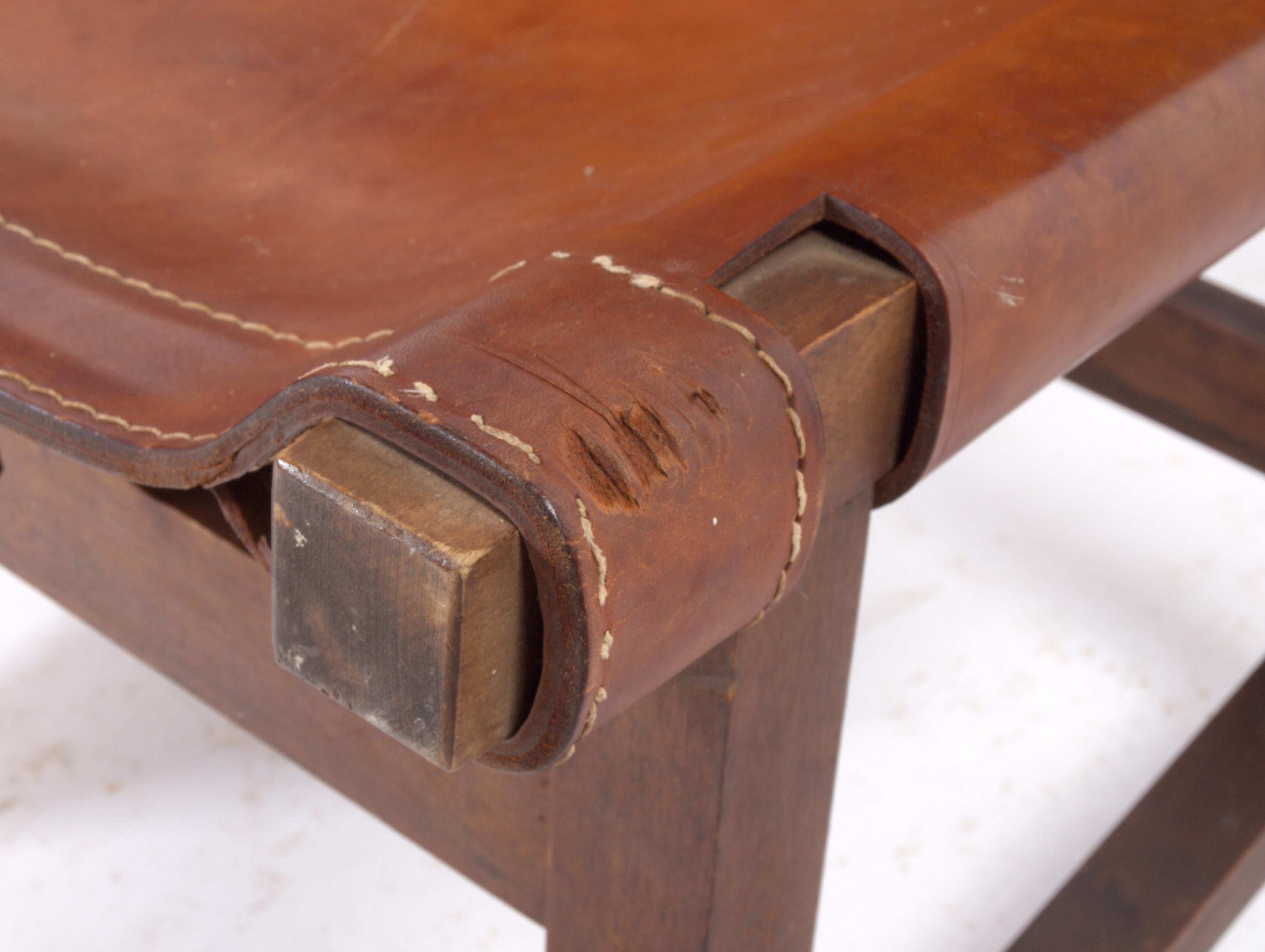 Paco Munoz Riaza Leather Spanish Hunting Chair 1960s Vintage Design at ...