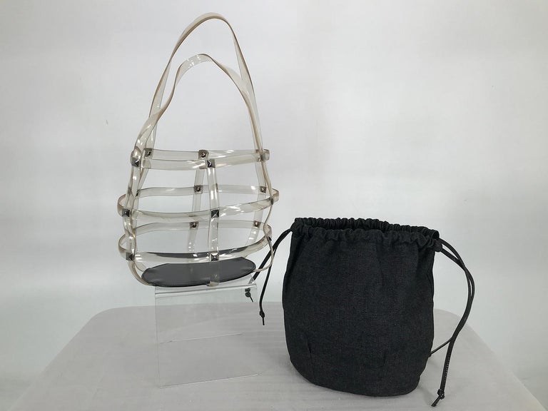 Paco Rabanne Clear Vinyl Cage handbag with Denim Liner For Sale at 1stDibs
