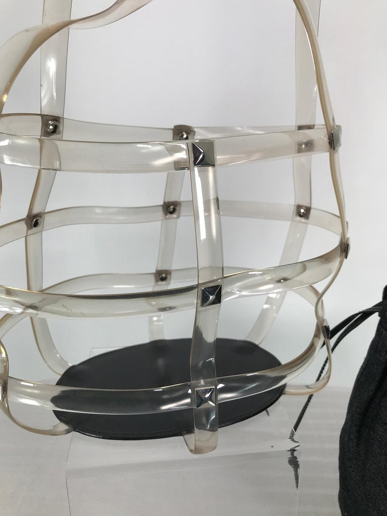 Paco Rabanne Clear Vinyl Cage handbag with Denim Liner For Sale at 1stDibs