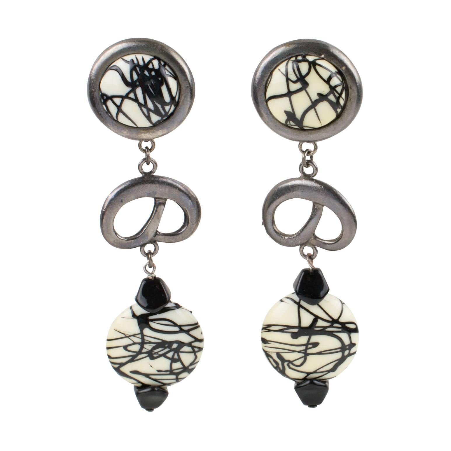 Candy Apple Red Bakelite Dangle Earrings, Gold Clip On, Mid 1900s at ...