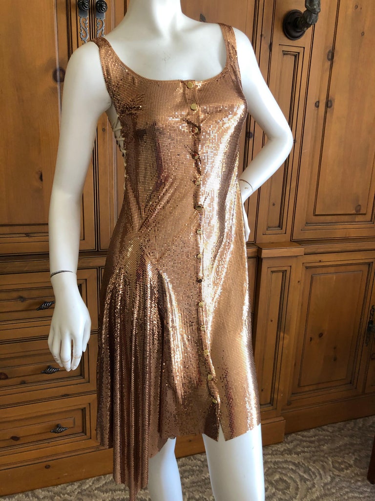 Paco Rabanne Paris Gold Metal Mesh Cocktail Dress with Corset Lacing ...