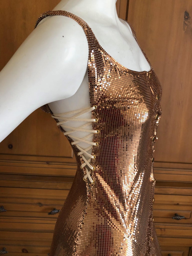 Paco Rabanne Paris Gold Metal Mesh Cocktail Dress with Corset Lacing ...