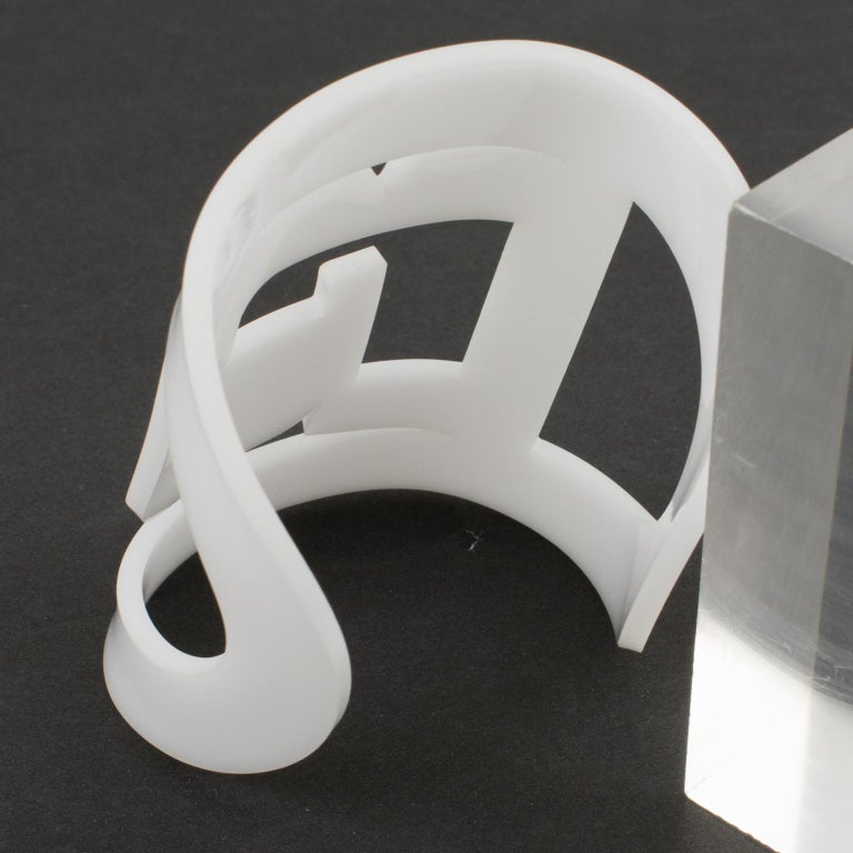 Paco Rabanne Paris White Acrylic Lucite Cuff Bangle Bracelet For Sale ...