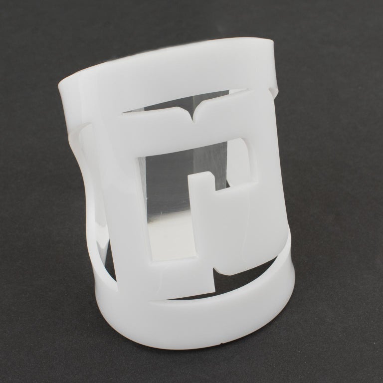 Paco Rabanne Paris White Acrylic Lucite Cuff Bangle Bracelet For Sale ...