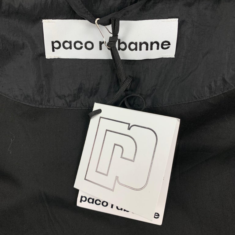 PACO RABANNE Size L Black Nylon Full Zip Drawstring Hooded Jacket at ...