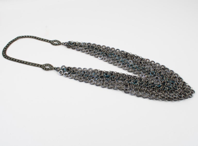 Paco Rabanne Style Futuristic Drapery Space Age Link Necklace For Sale ...