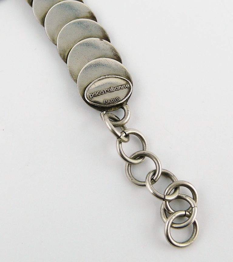 Paco Rabanne Vintage Rhodoid and Metal Discs Necklace at 1stDibs | paco rabanne necklace