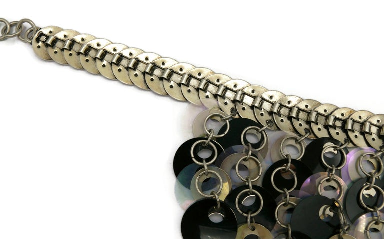 PACO RABANNE Vintage Rhodoid and Metal Discs Necklace For Sale at 1stDibs