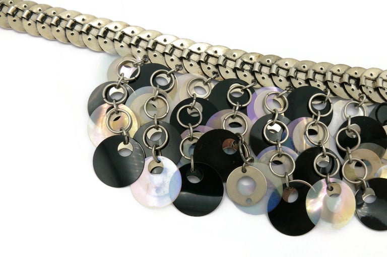 PACO RABANNE Vintage Rhodoid and Metal Discs Necklace For Sale at 1stDibs