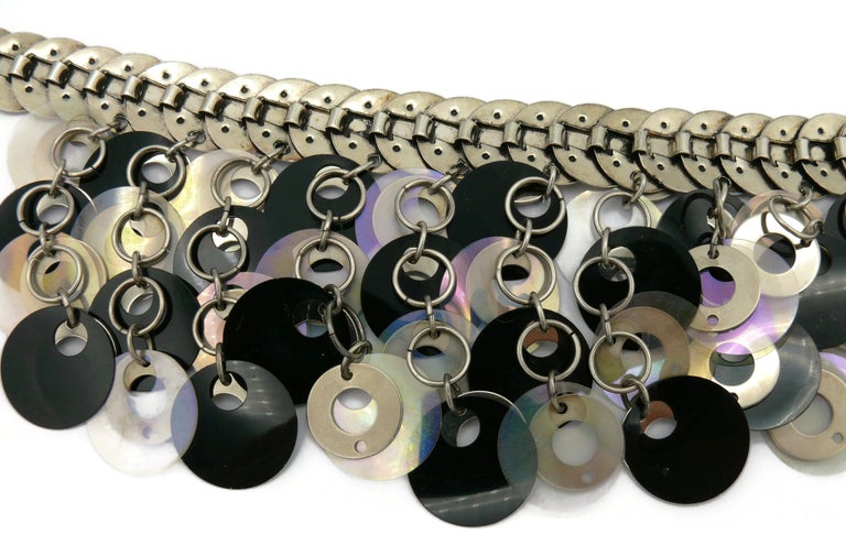 PACO RABANNE Vintage Rhodoid and Metal Discs Necklace For Sale at 1stDibs