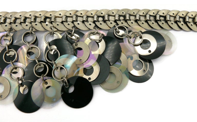 PACO RABANNE Vintage Rhodoid and Metal Discs Necklace For Sale at 1stDibs