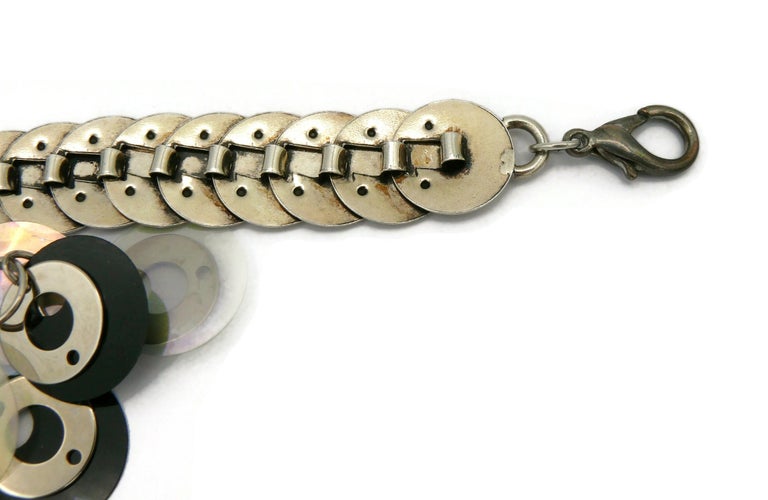 PACO RABANNE Vintage Rhodoid and Metal Discs Necklace For Sale at 1stDibs