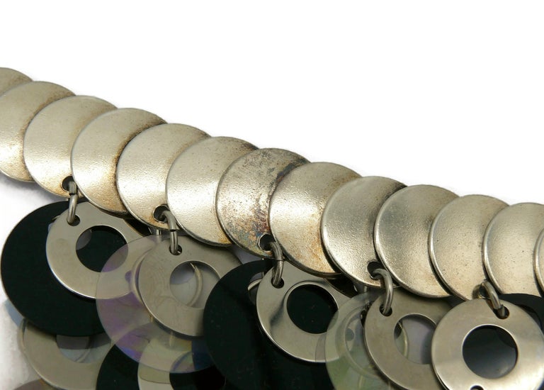 PACO RABANNE Vintage Rhodoid and Metal Discs Necklace For Sale at 1stDibs