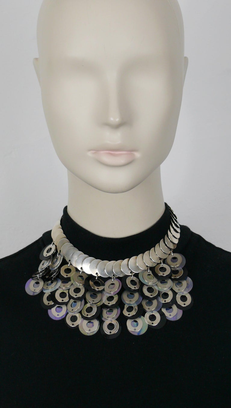 PACO RABANNE Vintage Rhodoid and Metal Discs Necklace For Sale at 1stDibs
