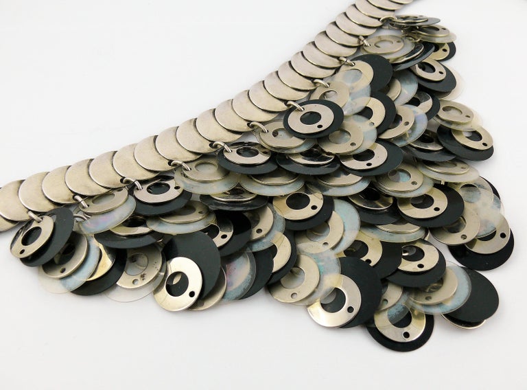 Paco Rabanne Vintage Rhodoid and Metal Discs Necklace at 1stDibs | paco rabanne necklace