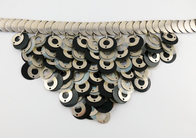 Paco Rabanne Vintage Rhodoid and Metal Discs Necklace at 1stDibs | paco rabanne necklace