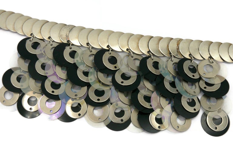 PACO RABANNE Vintage Rhodoid and Metal Discs Necklace For Sale at 1stDibs